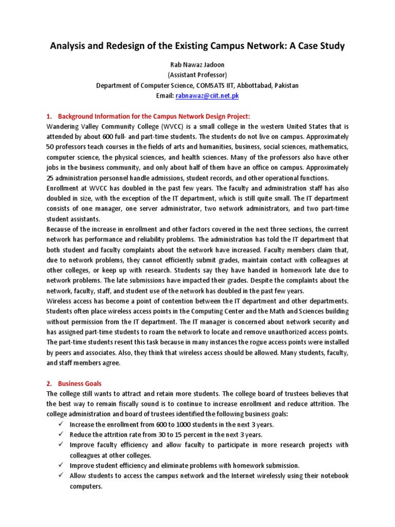 Analysis and Redesign of The Existing Campus Network: A Case Study ...