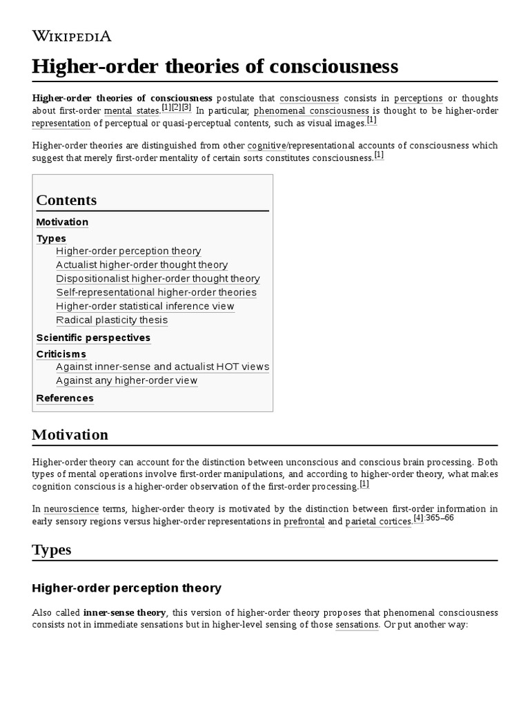 Higher-Order Theories of Consciousness | PDF | Nervous System ...