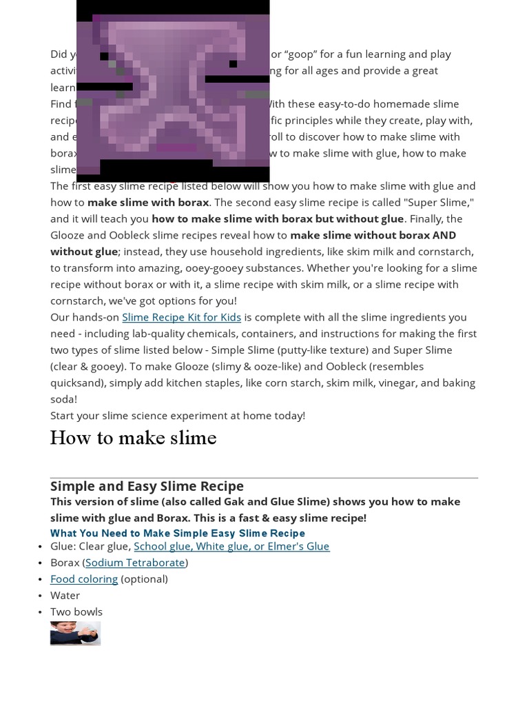 How To Make Slime | PDF | Viscosity | Physical Sciences