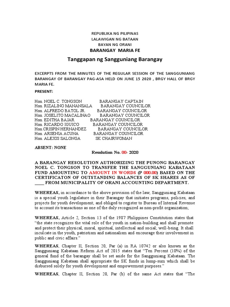Reso SK Fund Transfer | PDF | Policy | Justice