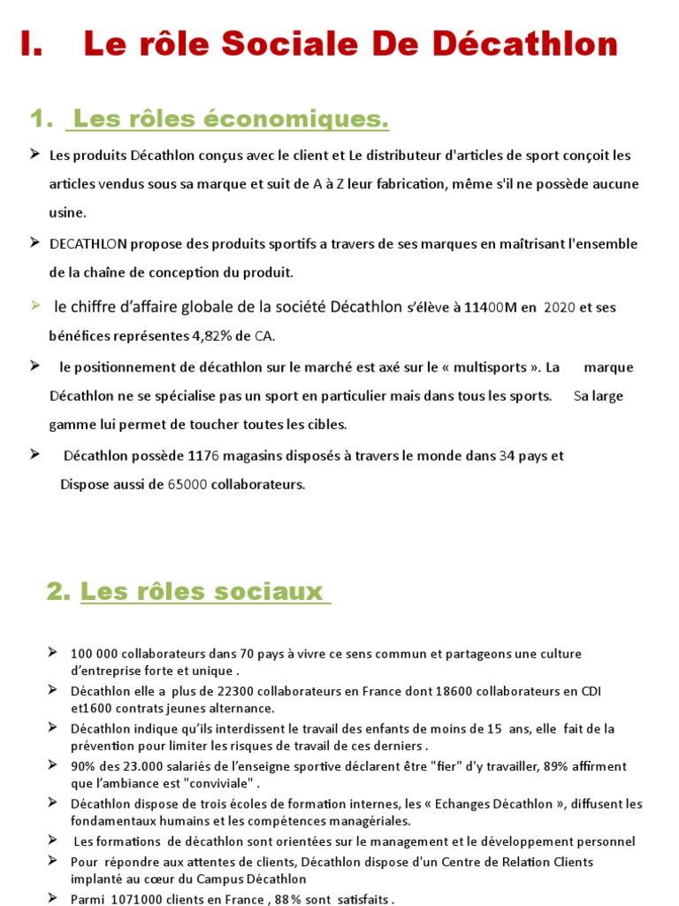 Rôle social et économique de Décathlon | PDF | Finance et gestion monétaire