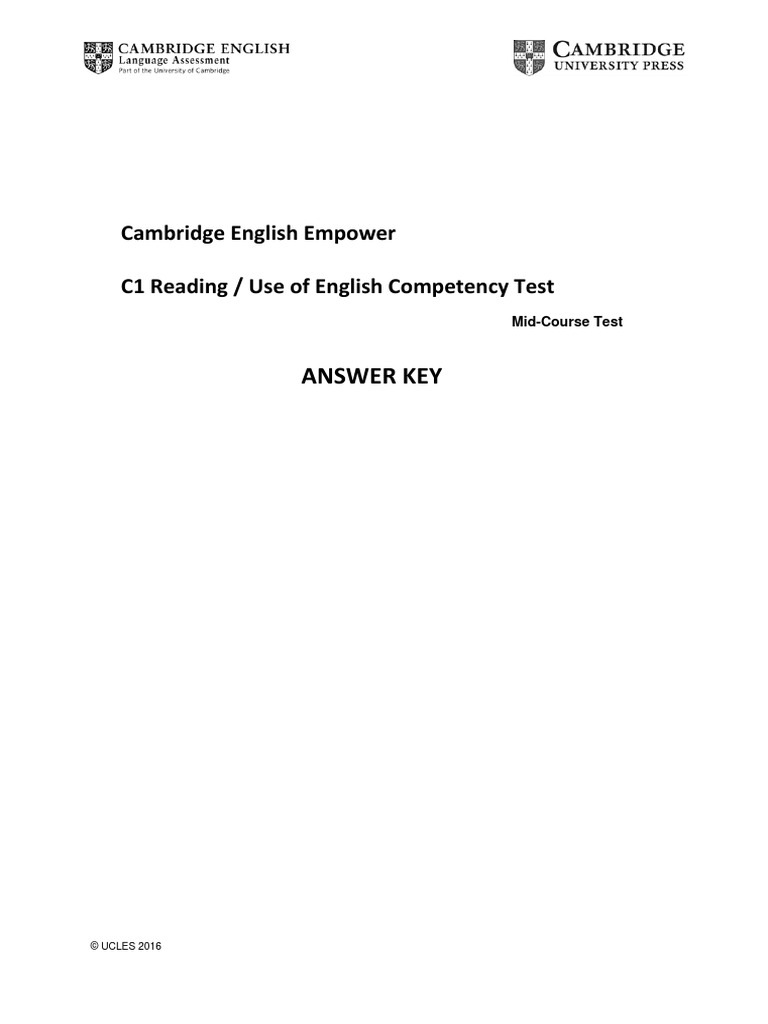 Cambridge English Empower C1 Reading / Use of English Competency Test | PDF