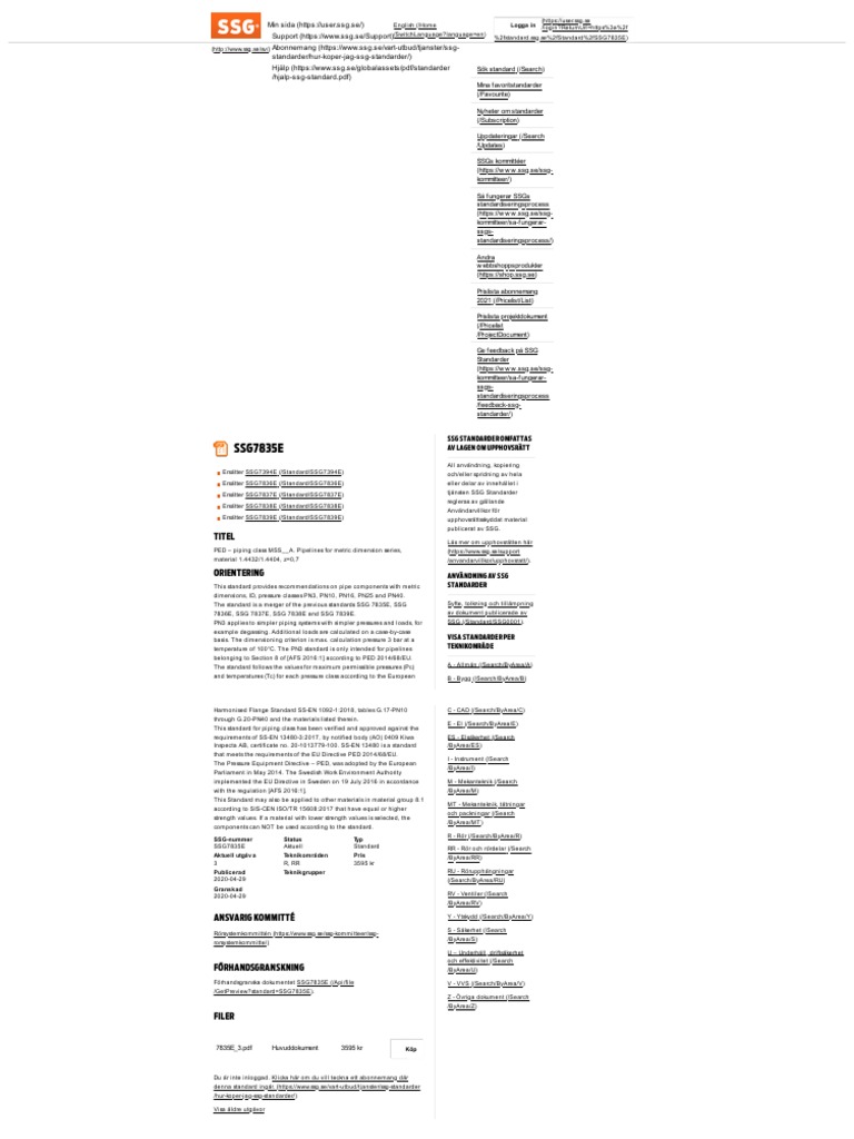 SSG Standard SSG7835E - PED - Piping Class MSS - A. Pipelines For ...