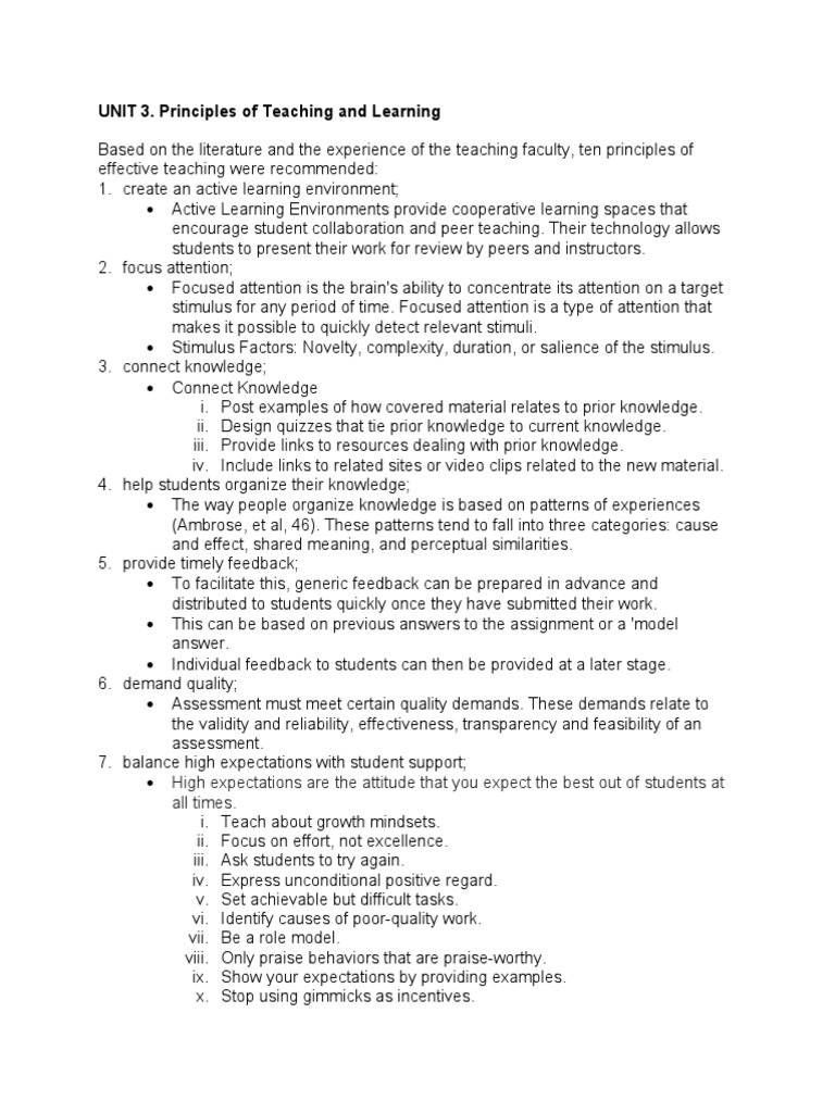Unit 3. Principles of Teaching & Learning | Download Free PDF ...