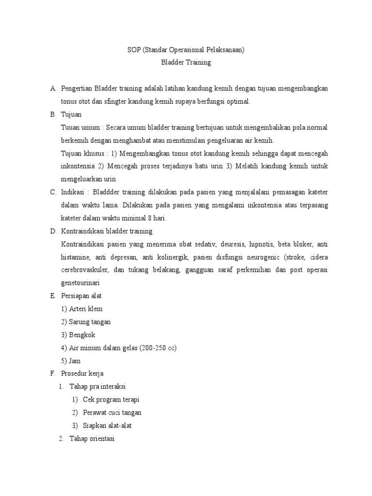 SOP Bladder Trainning | PDF