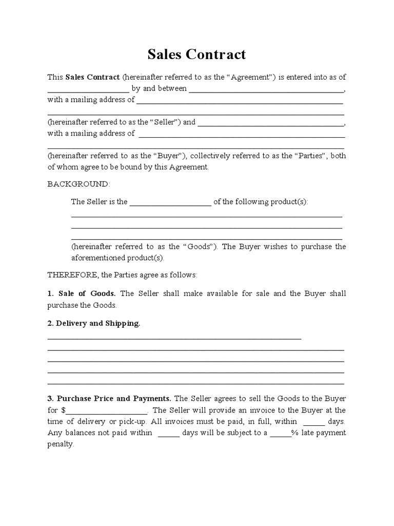 Main Sales Contract Template | PDF | Legal Concepts | Private Law