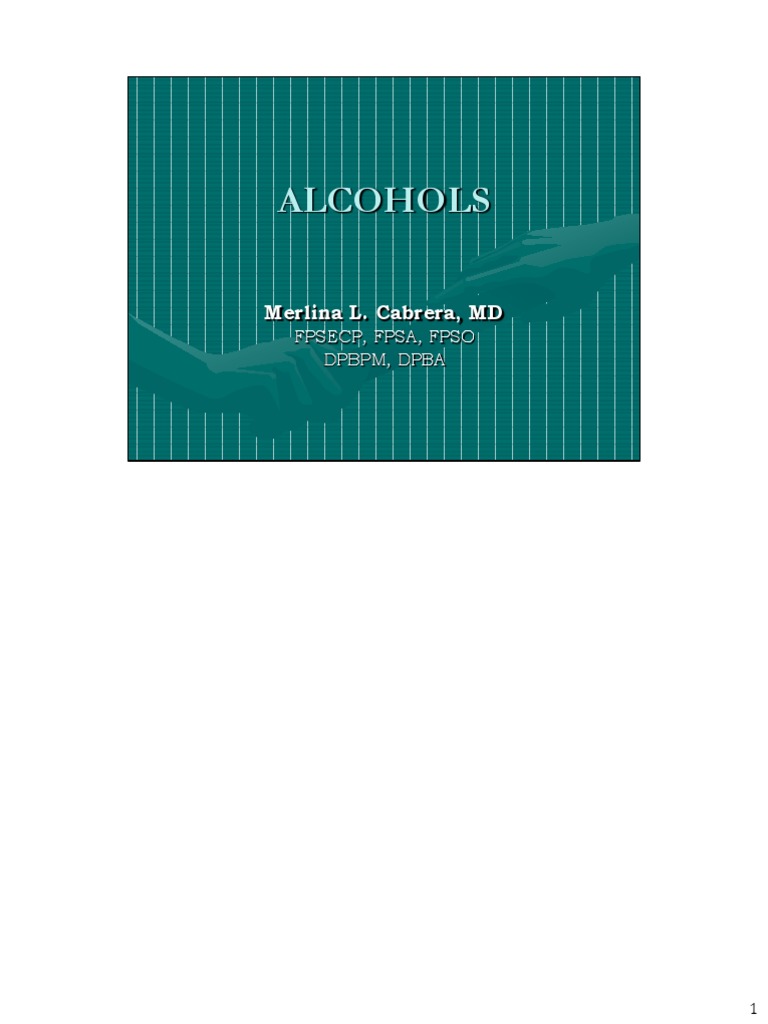 Alcohols: Merlina L. Cabrera, MD | PDF | Alcohol Intoxication | Alcoholism