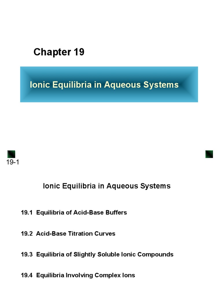 Ionic Equilibria in Aqueous Systems | PDF | Buffer Solution | Solubility