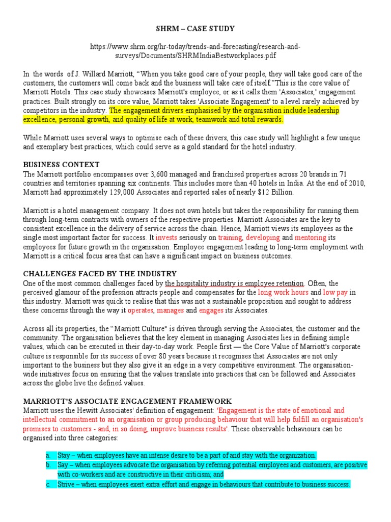 Case Study - Marriot Hotel | PDF | Marriott International | Employment