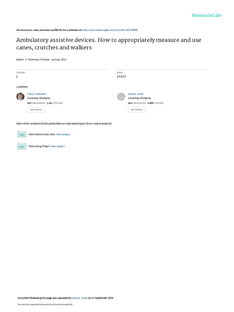 Ambulatory Assistive Devices. How To Appropriately Measure and Use ...