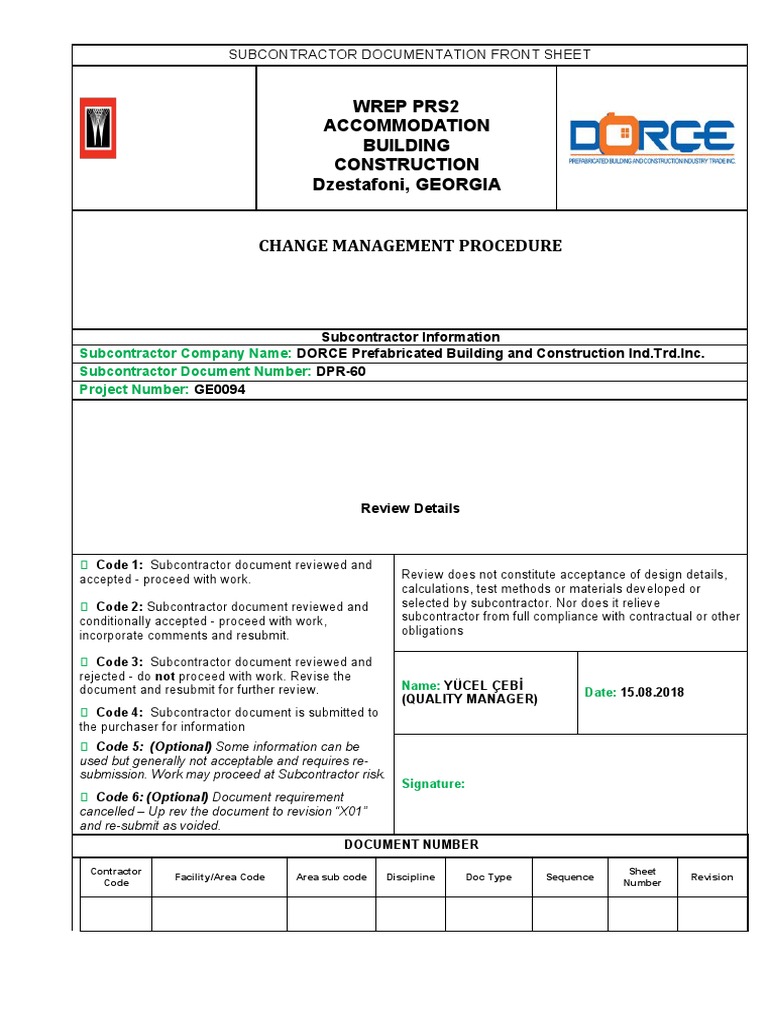 Dpr-60 Change Management Procedure | PDF | Documentation ...