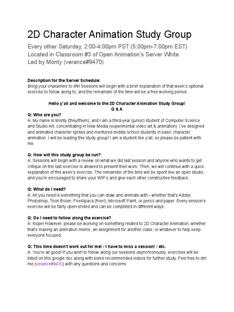 2D Character Animation Study Group | PDF | Emotions | Animation