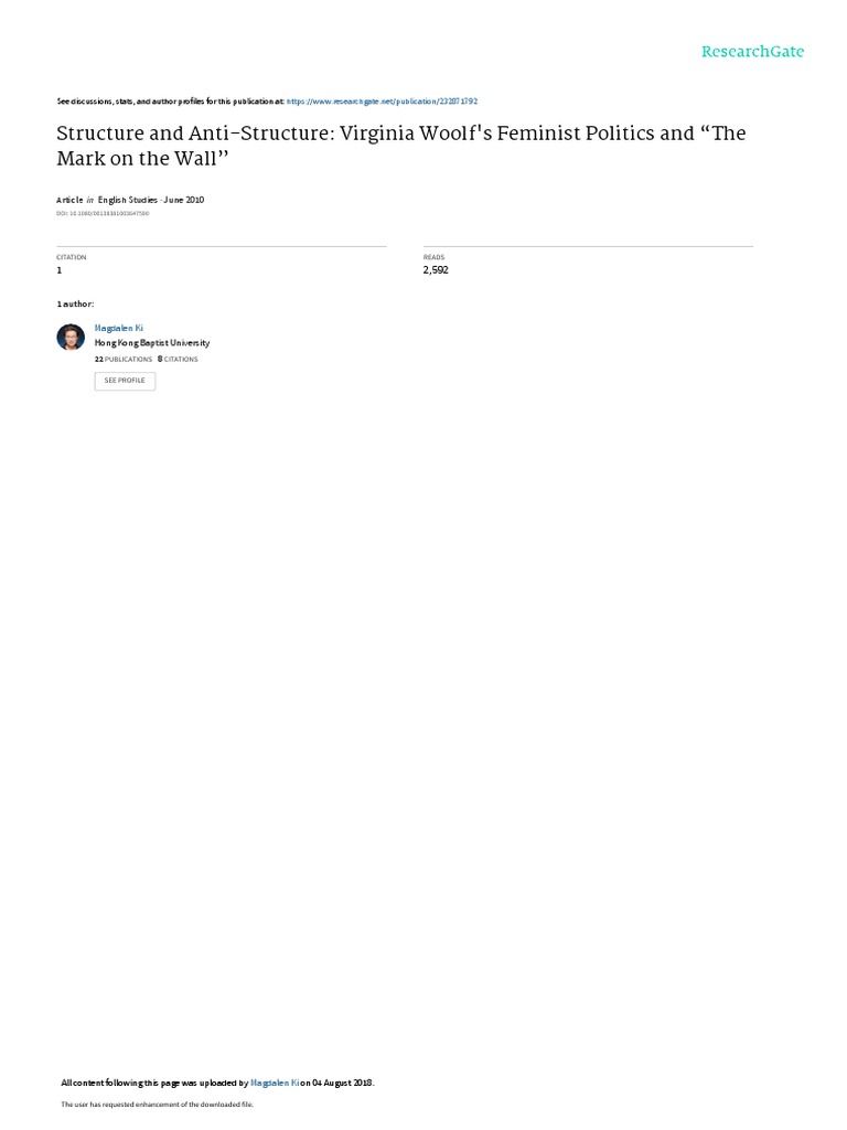 Structure and Anti-Structure Virginia Wo | PDF | Troy | Virginia Woolf