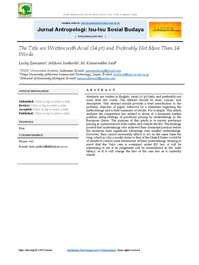Jantro Article Template (Begin in JUNE 2019) | PDF | Competition Law ...