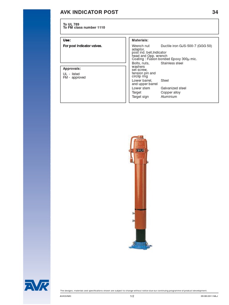 Avk Indicator Post 34: To UL 789 To FM Class Number 1110 | PDF | Nut ...