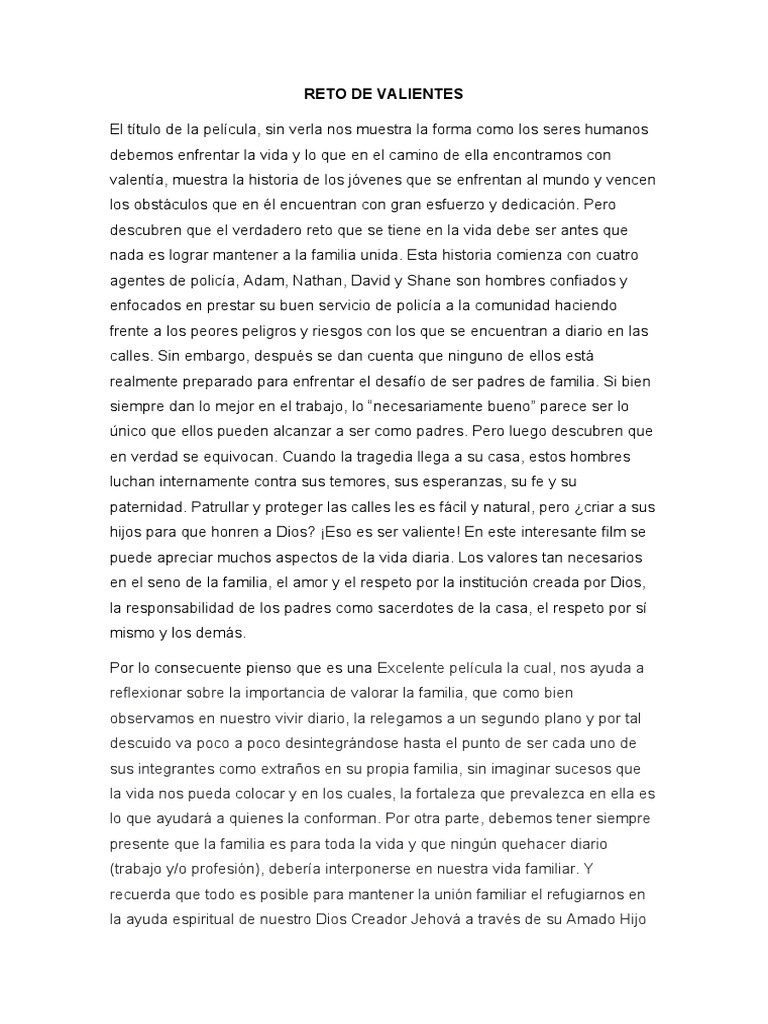 Reto de Valientes | PDF | Amor | Vida
