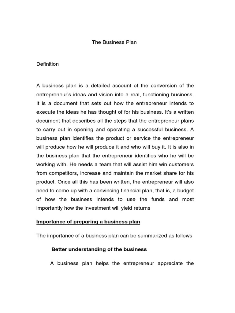 Chapter 5 The Business Plan | PDF | Competition | Entrepreneurship