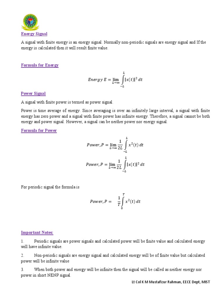 3 (Energy & Power Signal) | PDF | Trigonometric Functions | Theoretical ...