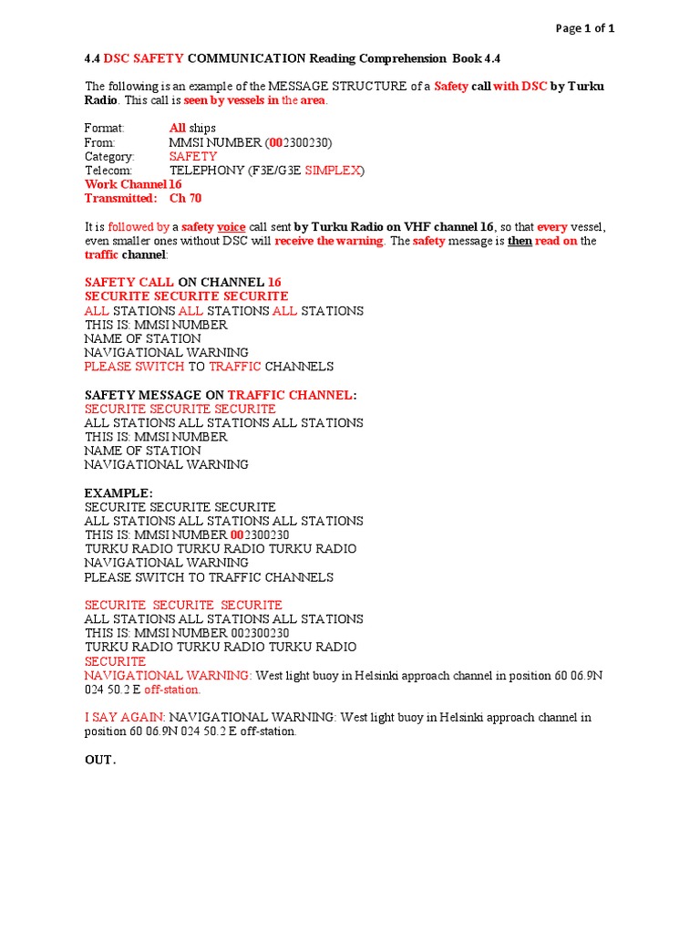 DSC Safety Call Example: Turku Radio | PDF | Business
