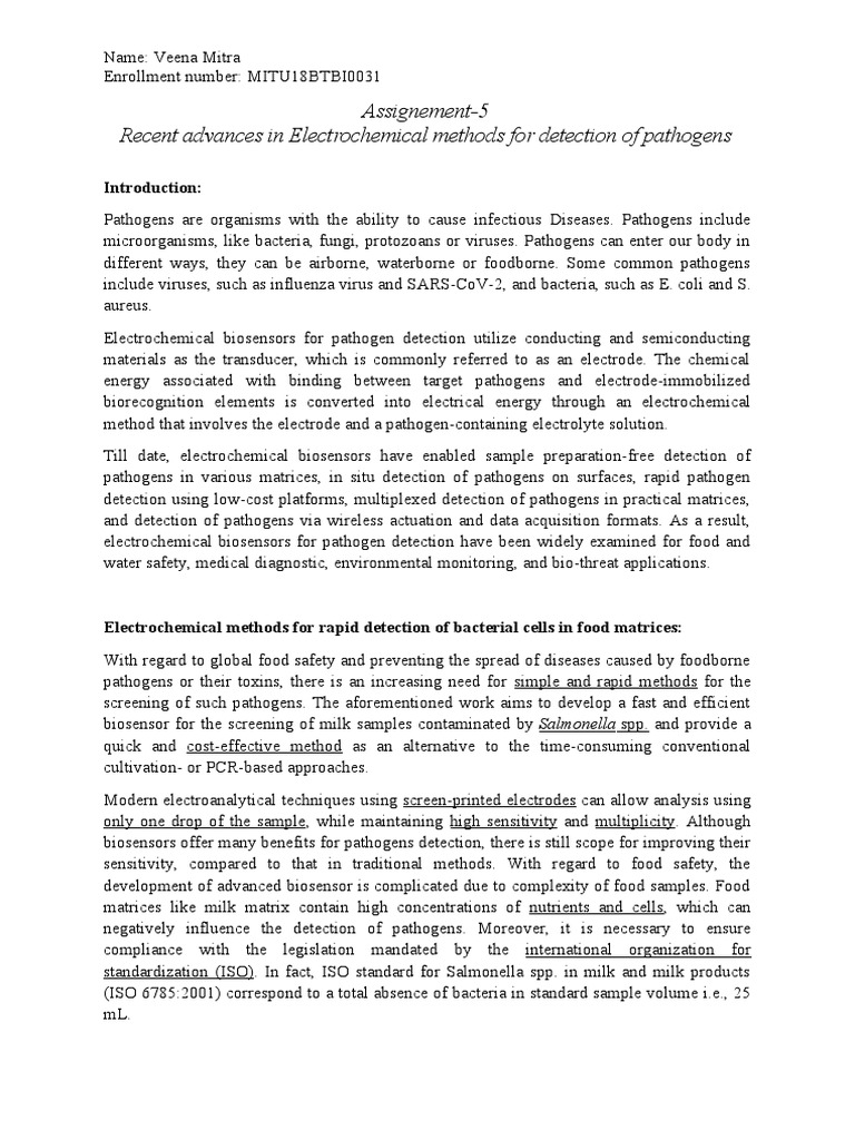 Electrochemical Biosensors For Pathogen Detection in Food Matrices ...