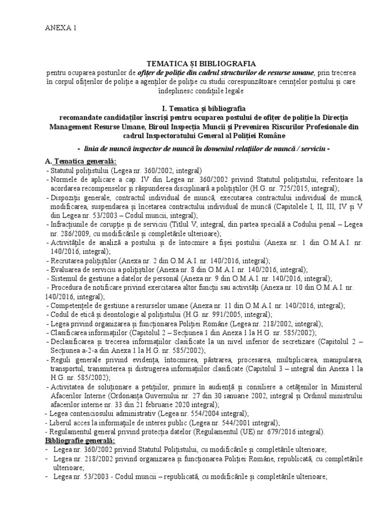 Anexa 1 Tematica Si Bibliografie TCO DMRU | PDF
