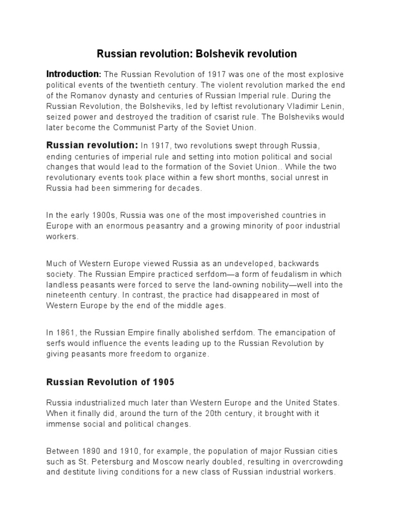 Russian Revolution: Bolshevik Revolution | PDF | Russian Revolution ...