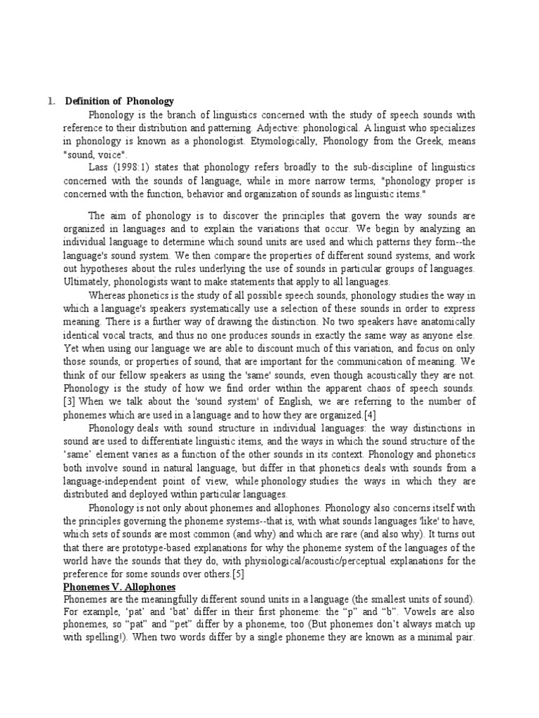 An Introduction to Phonology: Its Definition, Goals, Relation to Other ...