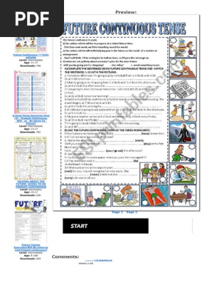Future Continuous English Esl Worksheets For Distance