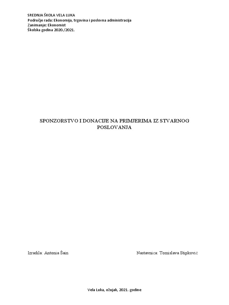Sponzorstva I Donacije | PDF