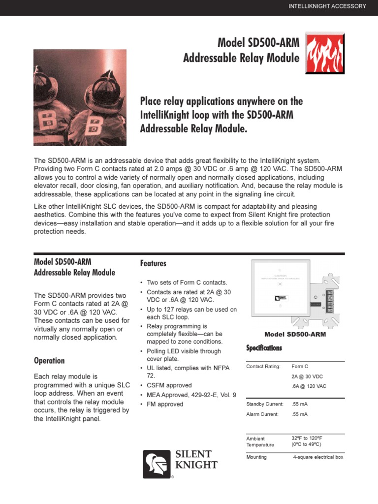 Model SD500-ARM Addressable Relay Module | PDF | Relay | Switch