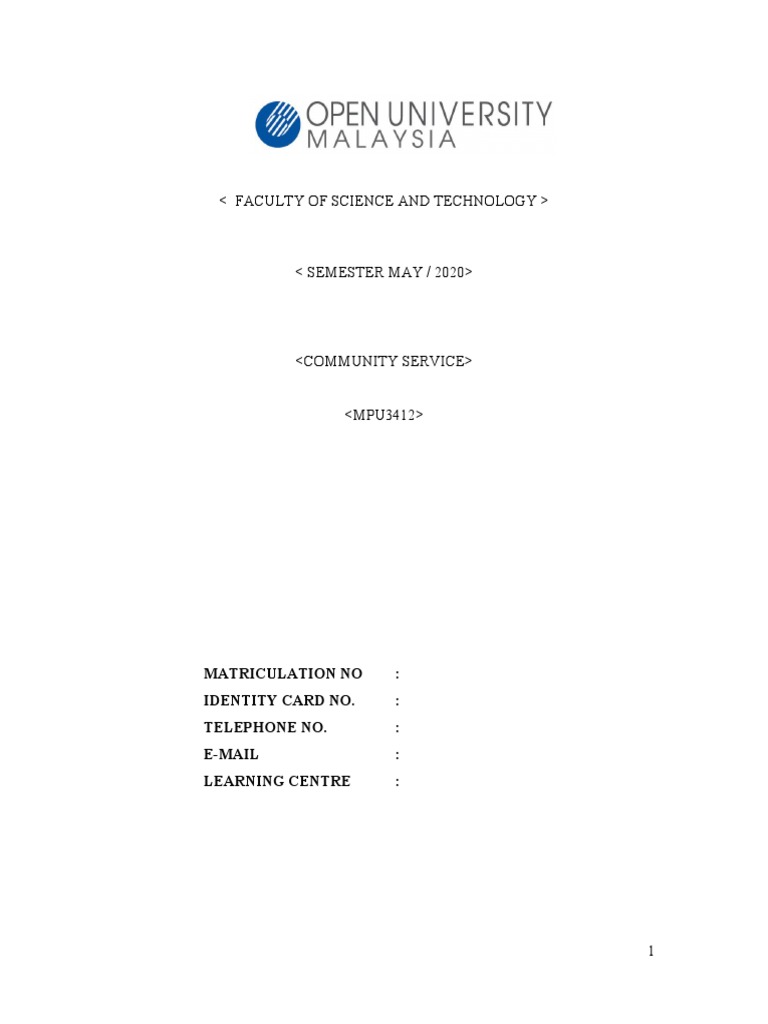 ASSIGNMENT Community Service MPU3412 (May 2020) | PDF | Volunteering ...