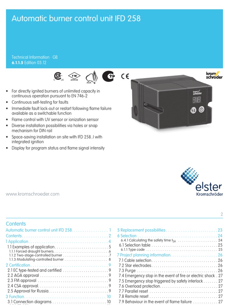 Automatic Burner Control Unit IFD 258: Technical Information GB | PDF ...