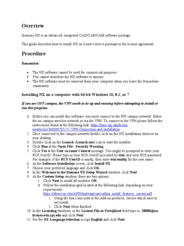 NX Installation Instructions | PDF | Computer Engineering | Computing ...