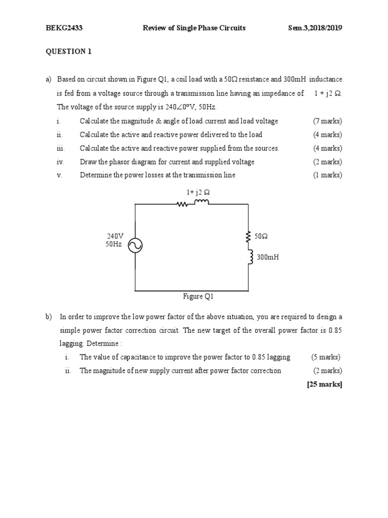 Review Questions Single Phase Circuits - v2 Test | PDF | Ac Power ...