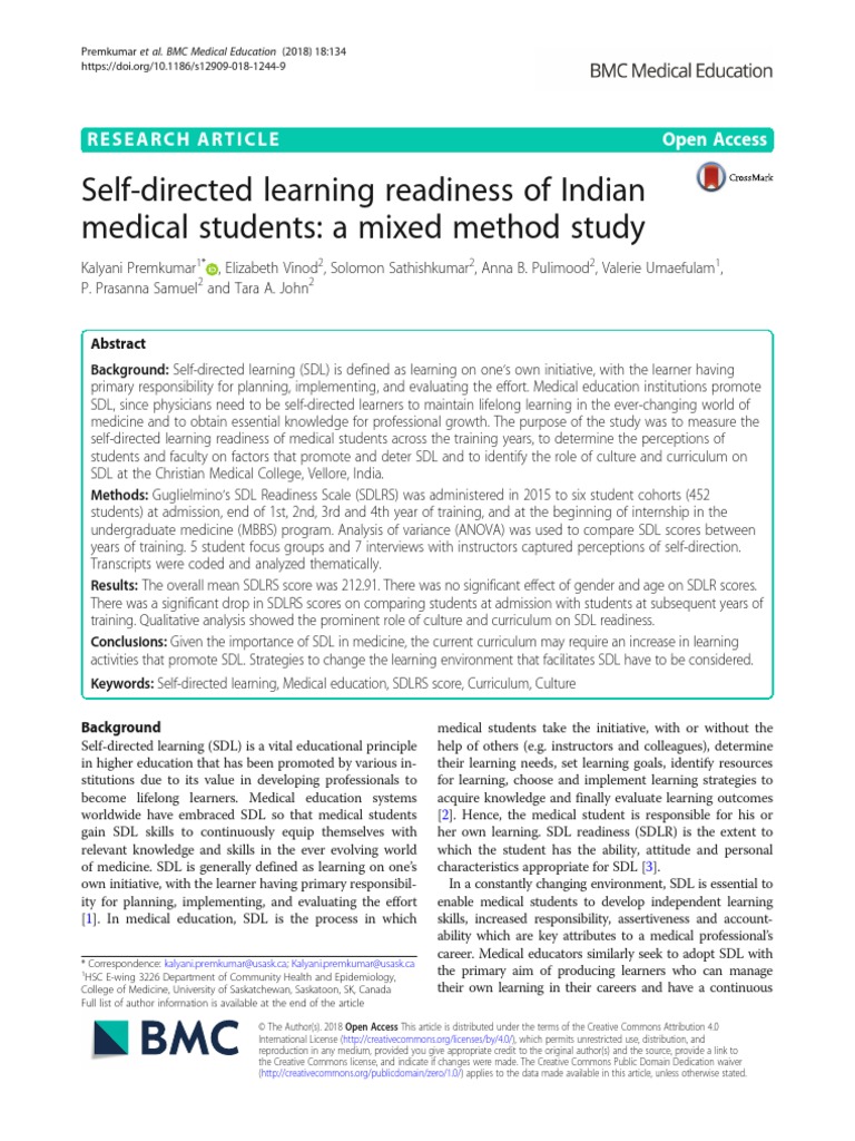 Self-Directed Learning Readiness of Indian Medical | PDF | Medical ...