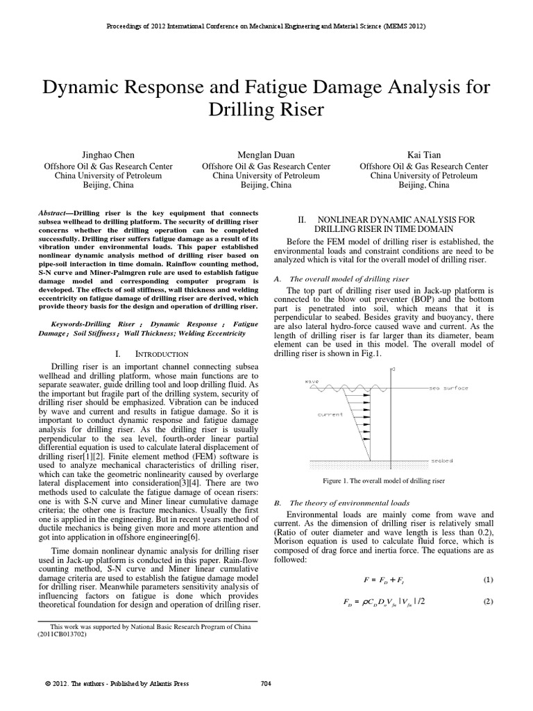 Dynamic Response and Fatigue Damage Analysis For Drilling Riser | PDF ...