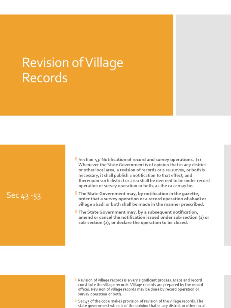 Revision of Village Land Records Process | PDF | Policy | Government