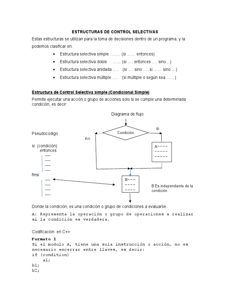 Estructuras de Control Selectivas | PDF | Flujo de control | C
