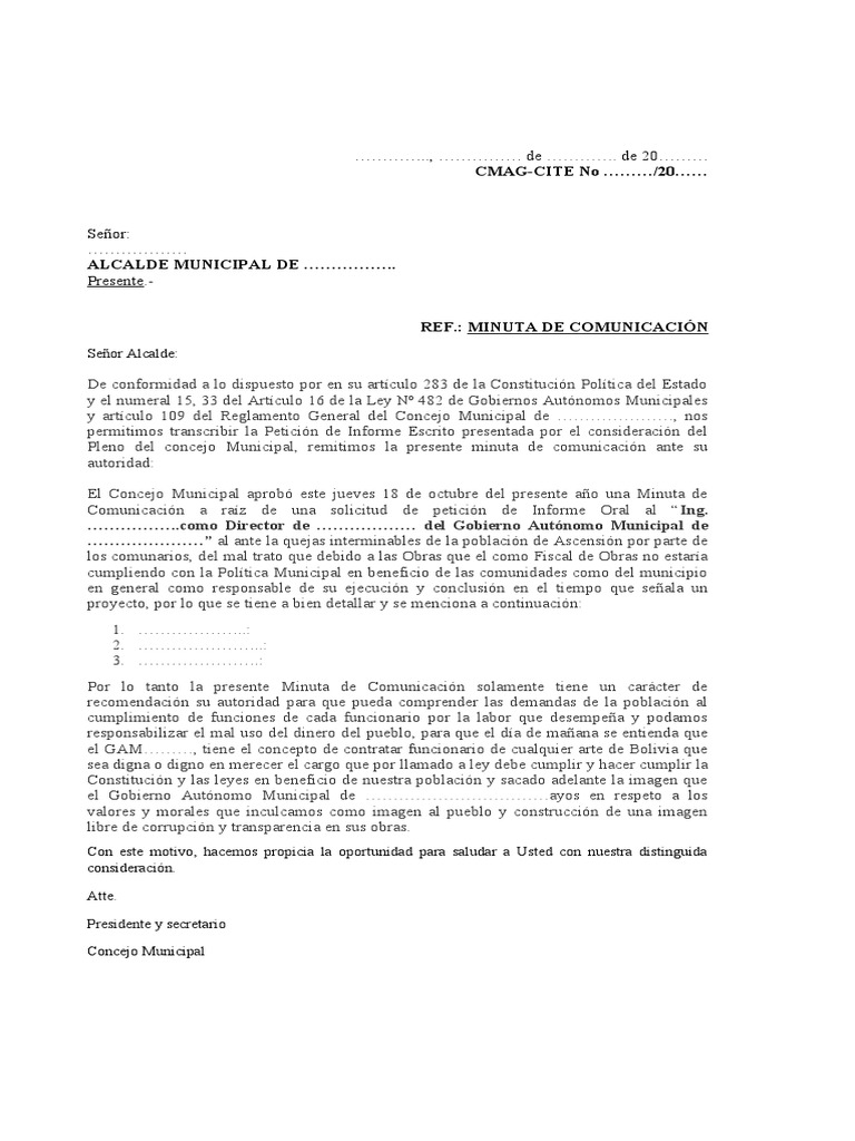 Minuta de Comunicacion | PDF