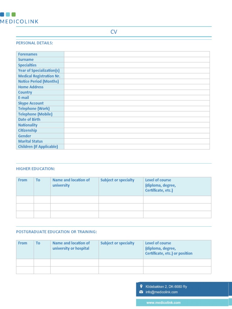 CV TEMPLATE Specialist Denmark | PDF | Postgraduate Education | Diploma