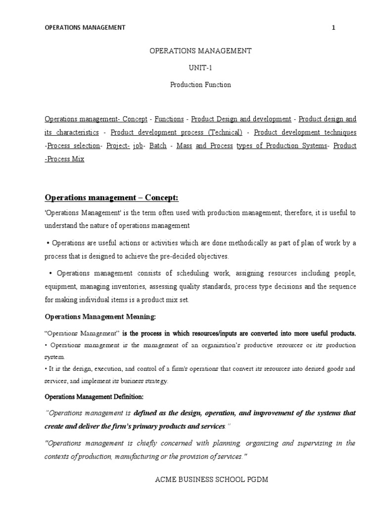 Understanding Operations Management: A Comprehensive Overview of Key ...