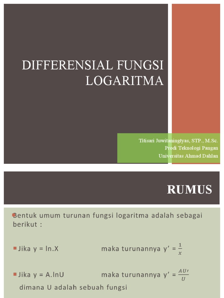 Deferensial Fungsi Logaritma | PDF | Komputer