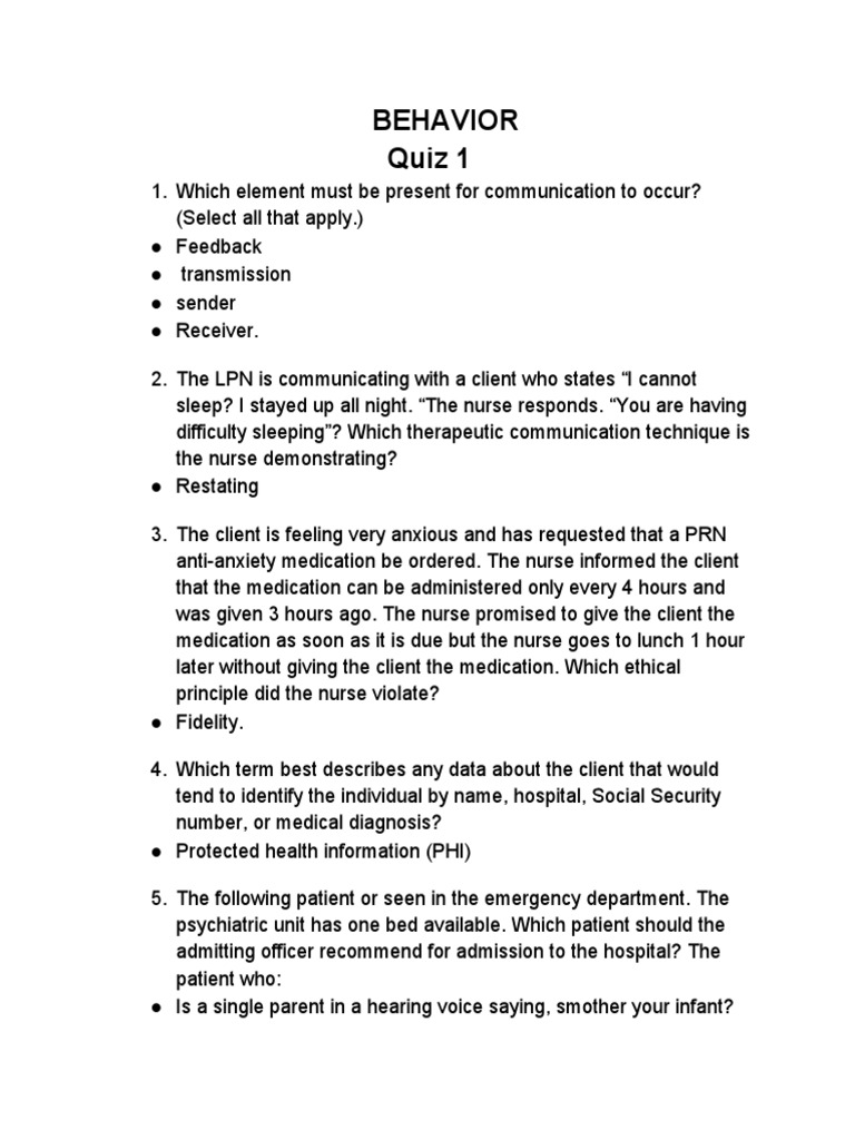 Mental Health Quiz | PDF | Mental Disorder | Psychotherapy