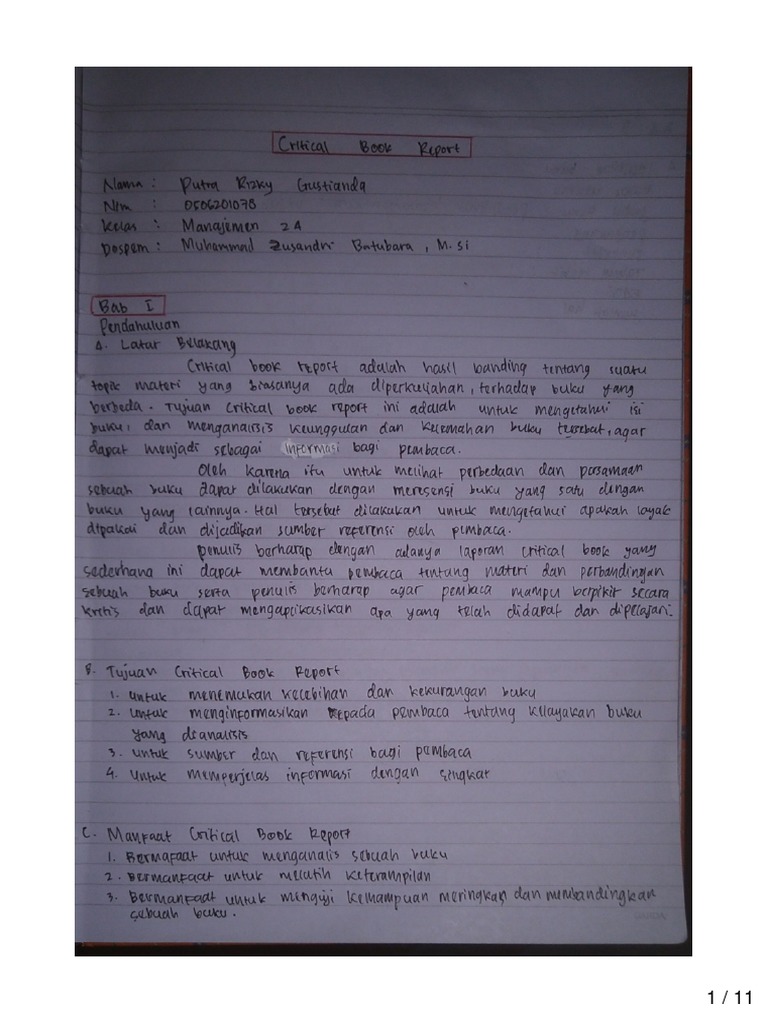 Contoh Critical Book Report | PDF