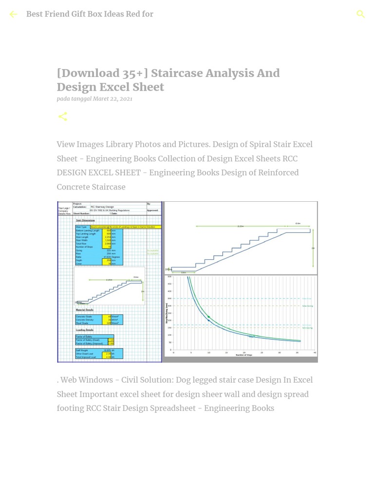 35 Staircase Analysis and Design Excel Sheet | PDF | Stairs | Microsoft ...