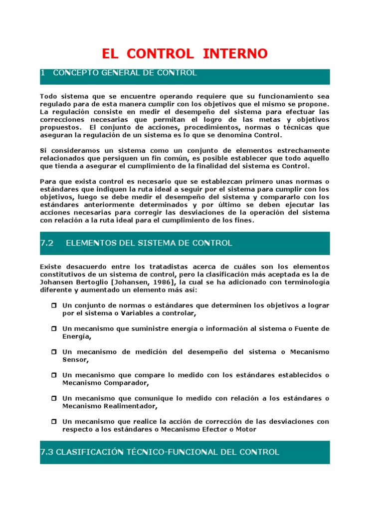 El Control Interno | PDF | Auditoría | Contralor