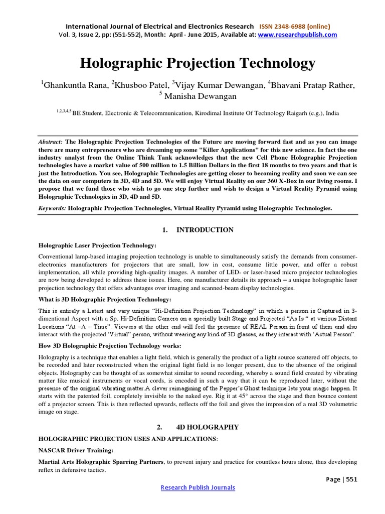 Holographic Projection Technology-1825 | PDF | Holography | Optics