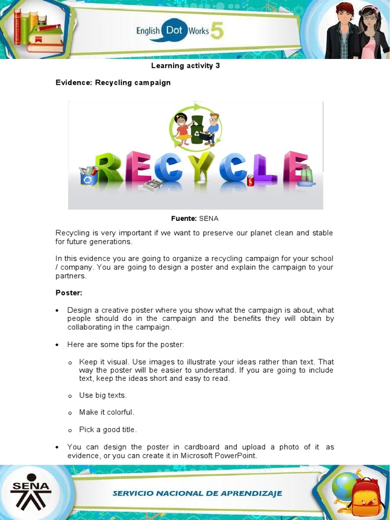 Recycling campaign poster and audio explanation | PDF | Cognition ...
