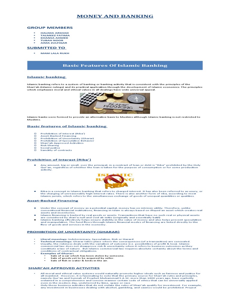 Basic Features of Islamic Banking | PDF | Islamic Banking And Finance ...