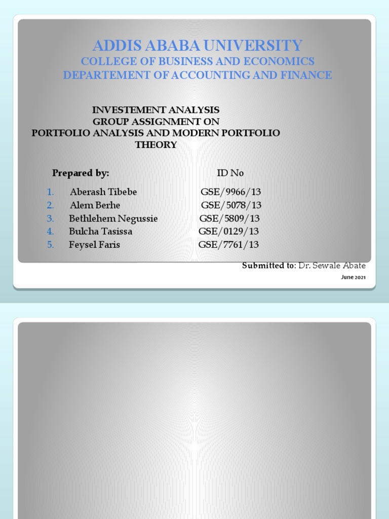 Addis Ababa University: College of Business and Economics Departement ...